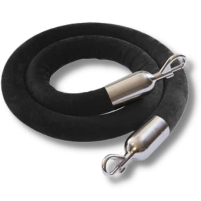 8' Black Velour Rope - Stanchions & Crowd Control – River City Sales